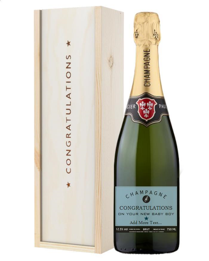 Congratulations On Your New Baby Boy Personalised Champagne - Next Day ...