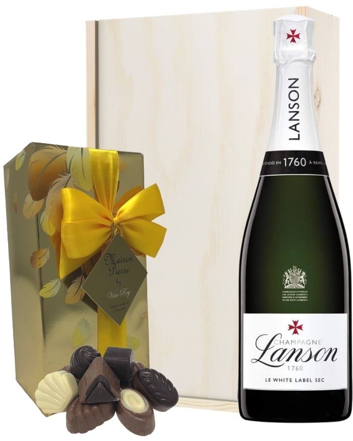 Lanson White Label Champagne & Belgian Chocolates Gift Box - Next Day ...