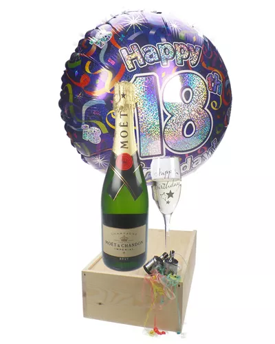 18th Birthday Gift - Moet Champagne - Balloon - Flute