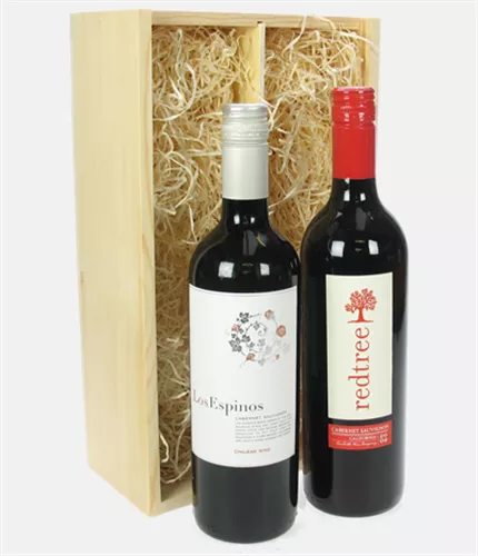 Cabernet Sauvignon Two Bottle Wine Gift in Wooden Box