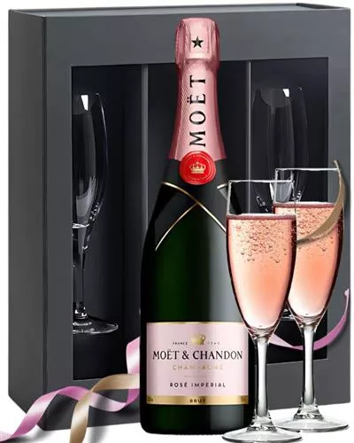 Moët & Chandon Rosé Champagne Gift Set with Glasses – Next Day UK Delivery