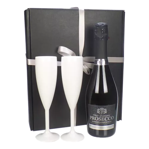 Prosecco and White Flutes Gift Box - Next Day Delivery UK