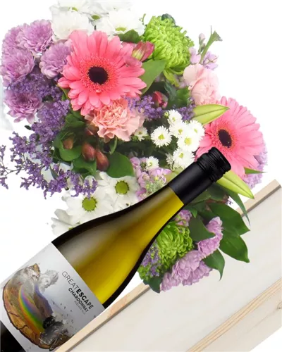 White Wine And Flowers - Next Day Delivery UK